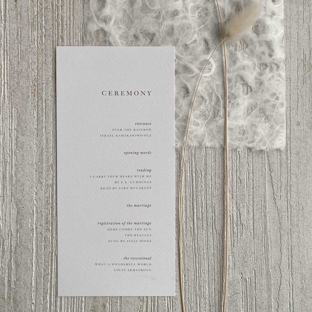 Order of Service Cards | Ceremony Guide Cards – Lilac & White