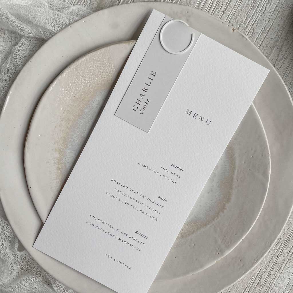 Personalised Menu Cards | Wedding Table Menu Card Design – Lilac & White