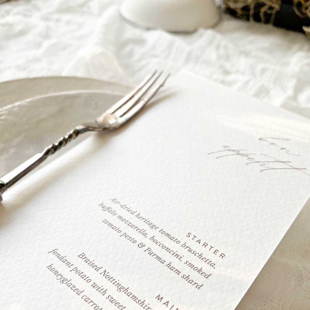 Louise Menu Card – Lilac & White
