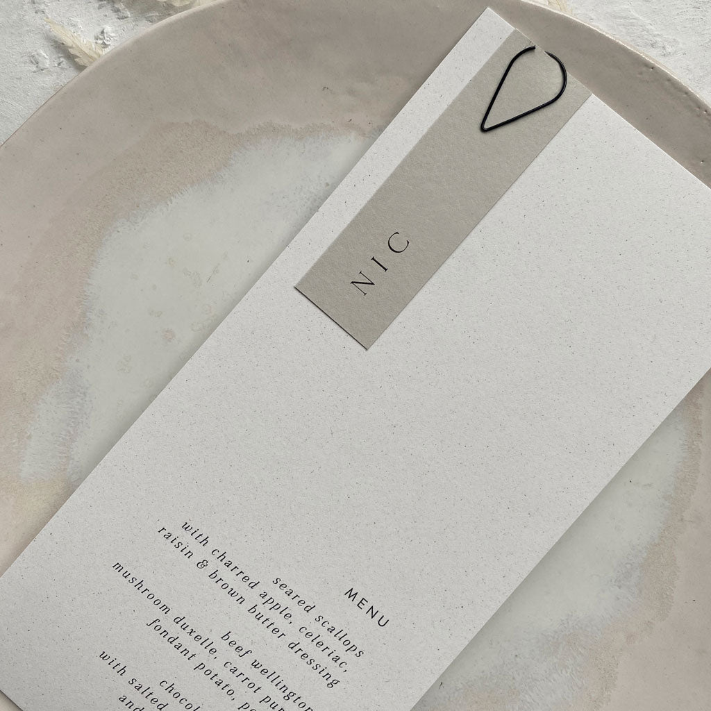 Wedding Menu Cards | Wedding Menu with Name Tag – Lilac & White