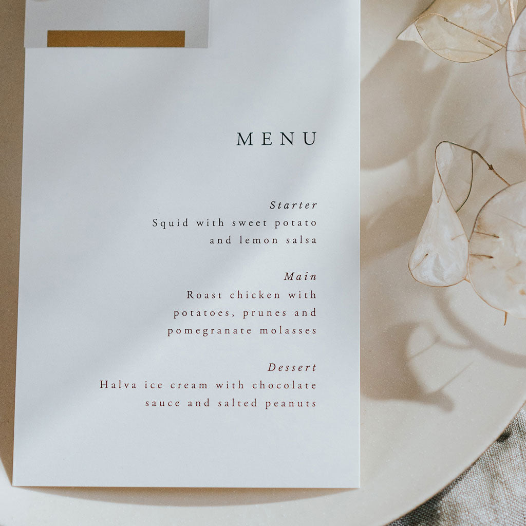 Jenny Personalised Menu – Lilac & White