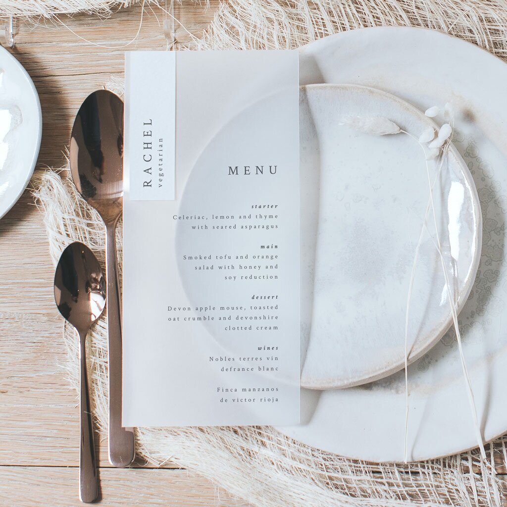 Wedding Name Tag | Rachel Vellum + Menu Tag - Lilac And White – Lilac ...