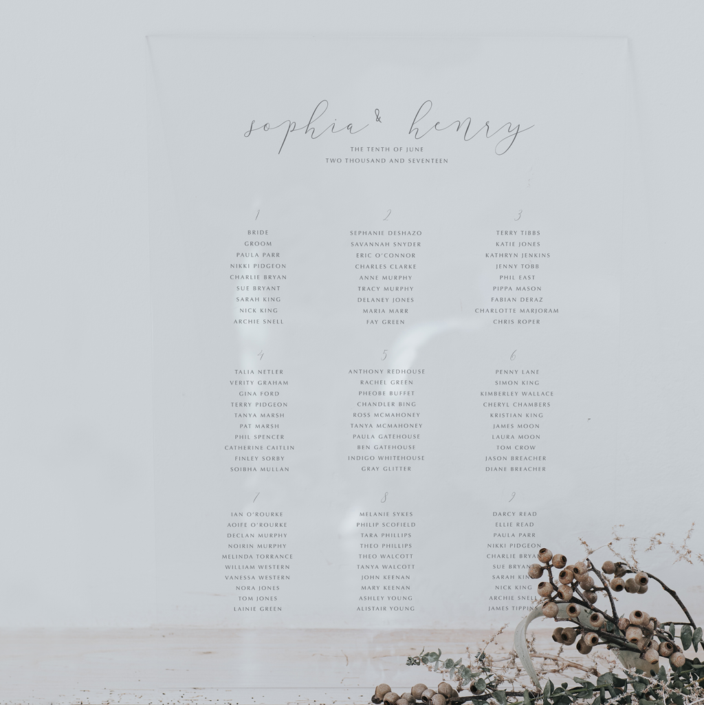 Shine Table Plan – Lilac & White