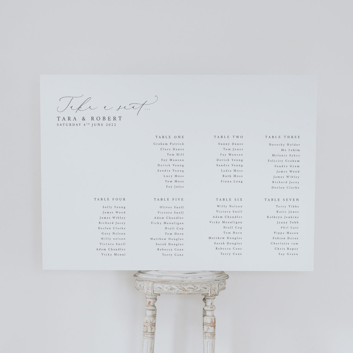 Table Plan for Weddings | Tara Table Plan - Lilac And White – Lilac & White