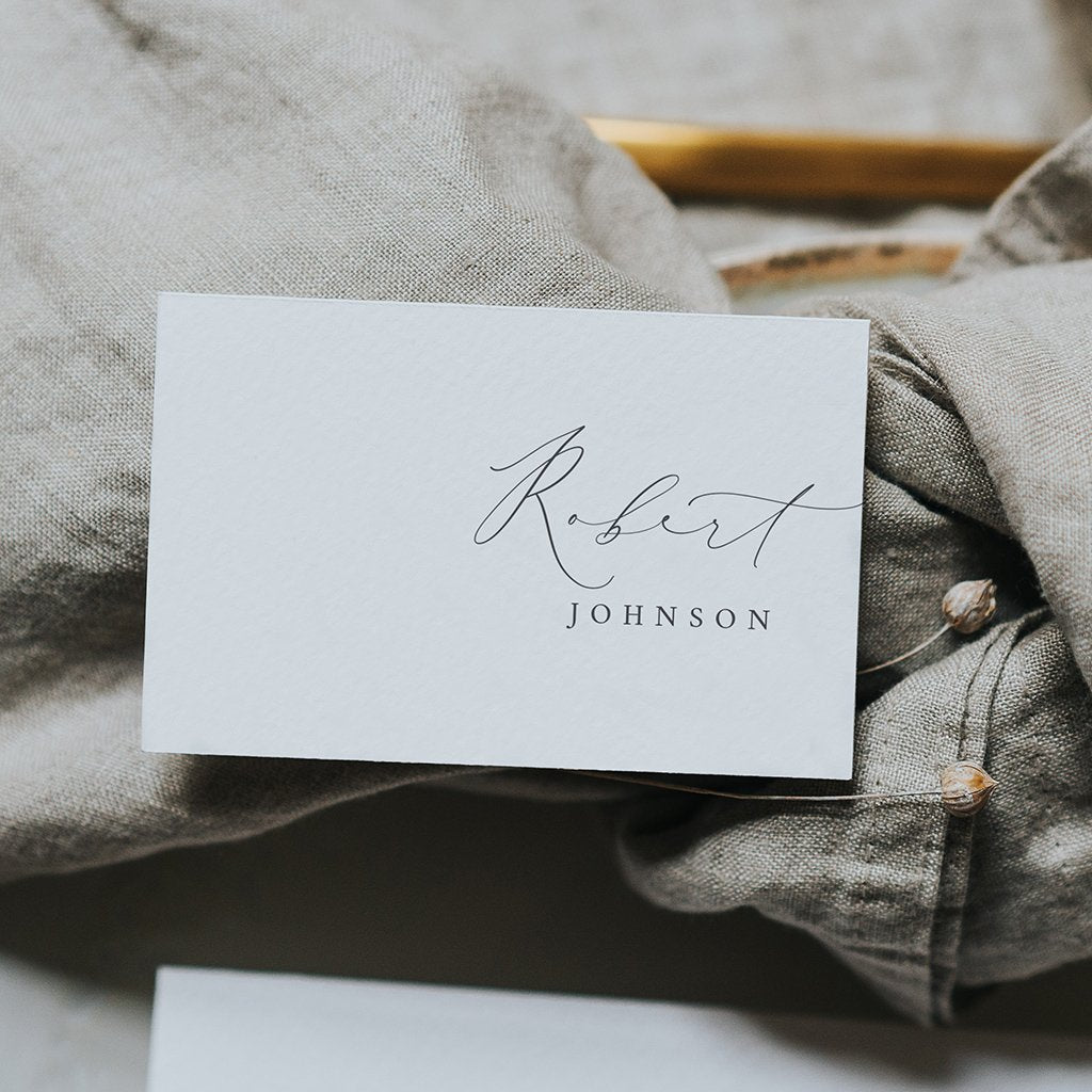 Tara Flat Place Cards – Lilac & White